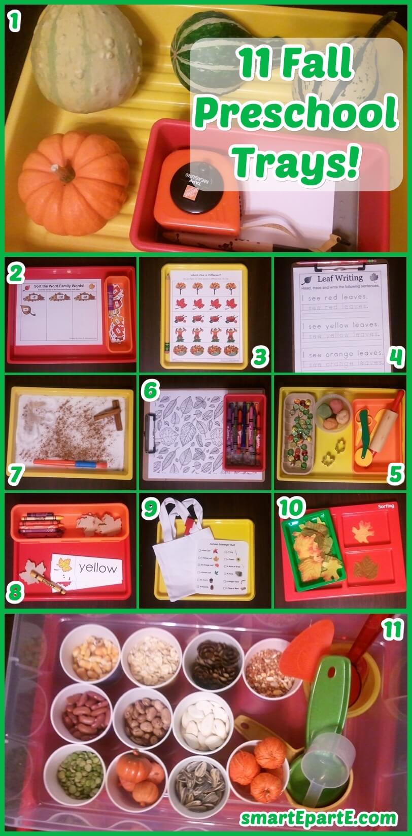 Fall Preschool Trays & Sticky Note Maps - Preschool and Kindergarten ...