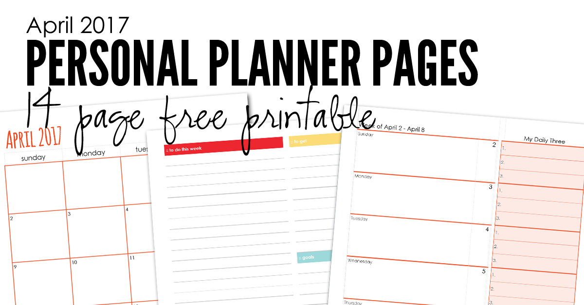 April 2017 Planning Pages - Free Printable