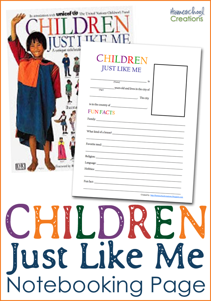 Children Just Like Me Notebooking Page
