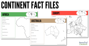 Continents Fact Files Printable - Geography Printables