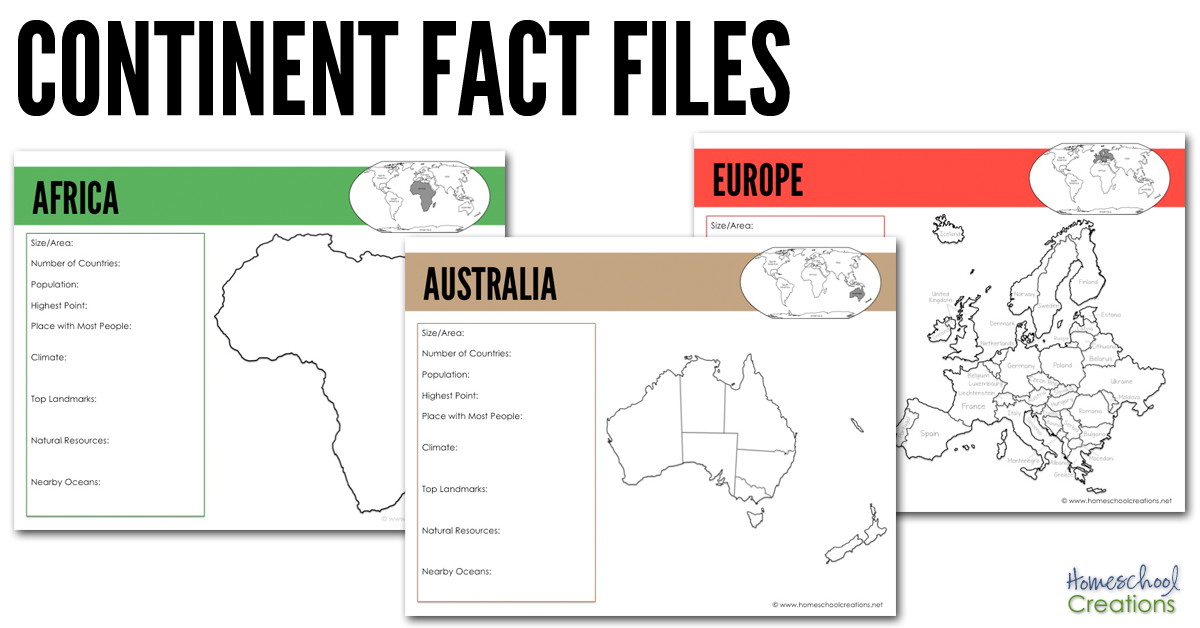 Continents Fact Files Printable - Geography Printables