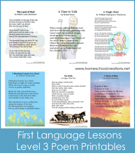 First Language Lessons ~ Poem Printables