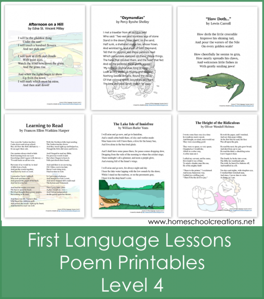 First Language Lessons ~ Poem Printables
