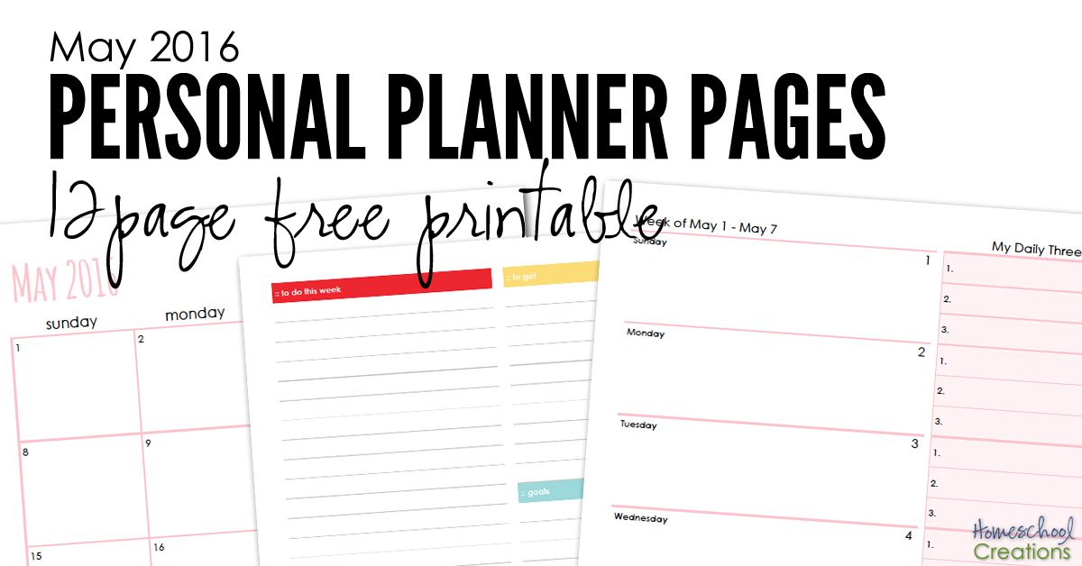 May 2016 Personal Planning Pages - FREE Printable