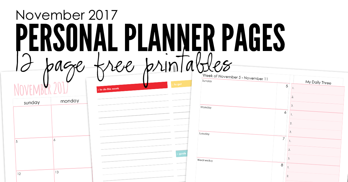 November 2017 Planner for Mom - Free Printable