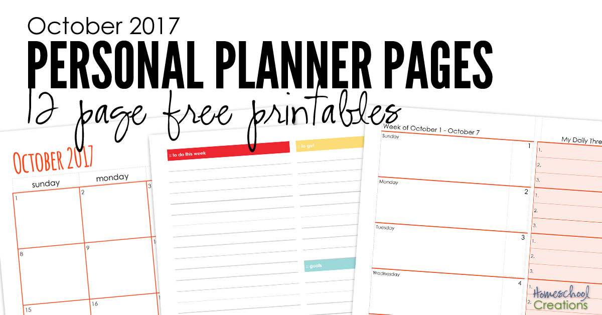 October 2017 Personal Planning Pages (FREE Printable)