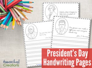 President's Day Handwriting Pages (Free Printables)