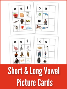 Short and Long Vowel Picture Cards ~ Free Preschool Printables