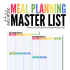 Meal Planning Master List